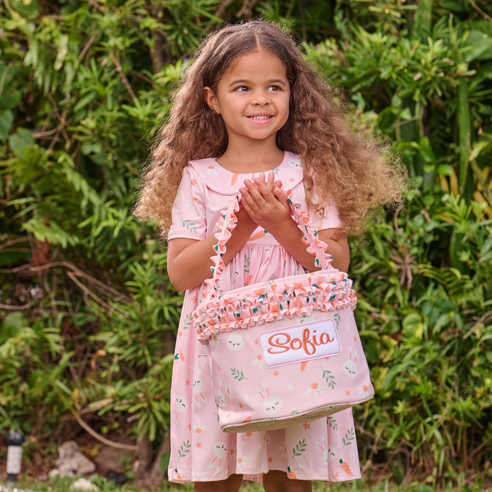 Pink Canvas Ruffle Easter Basket for Girls | Sibling Easter Baskets ...
