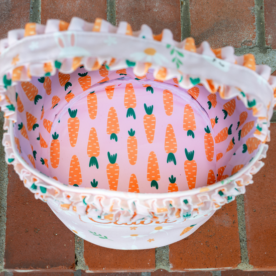 Pink Canvas Ruffle Easter Basket for Girls | Sibling Easter Baskets ...