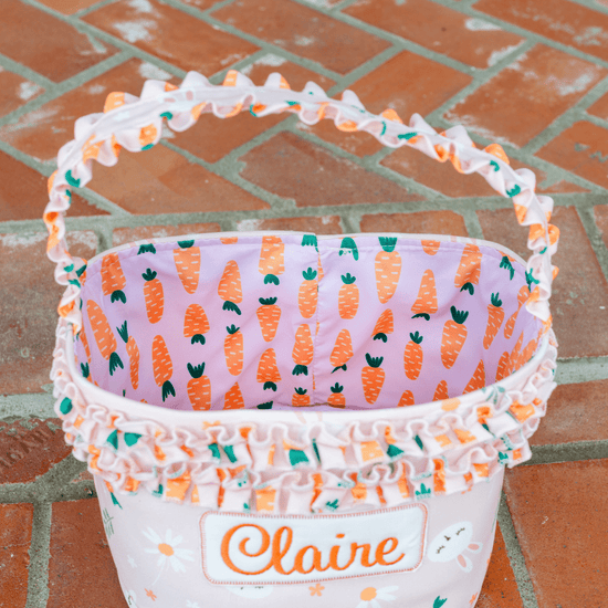 Pink Canvas Ruffle Easter Basket for Girls | Sibling Easter Baskets ...