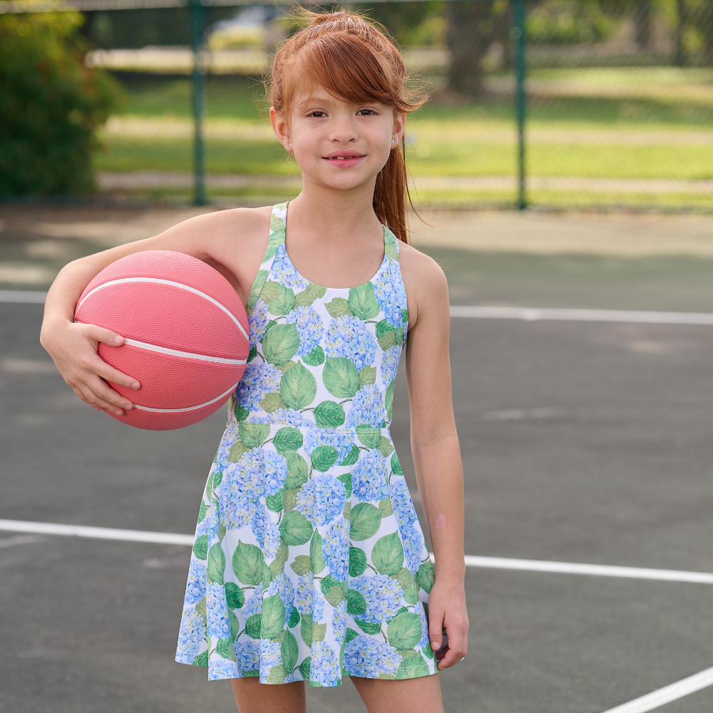Mini Dallas Halter Tennis Dress - Blue Hydrangeas – Sugar Bee Clothing