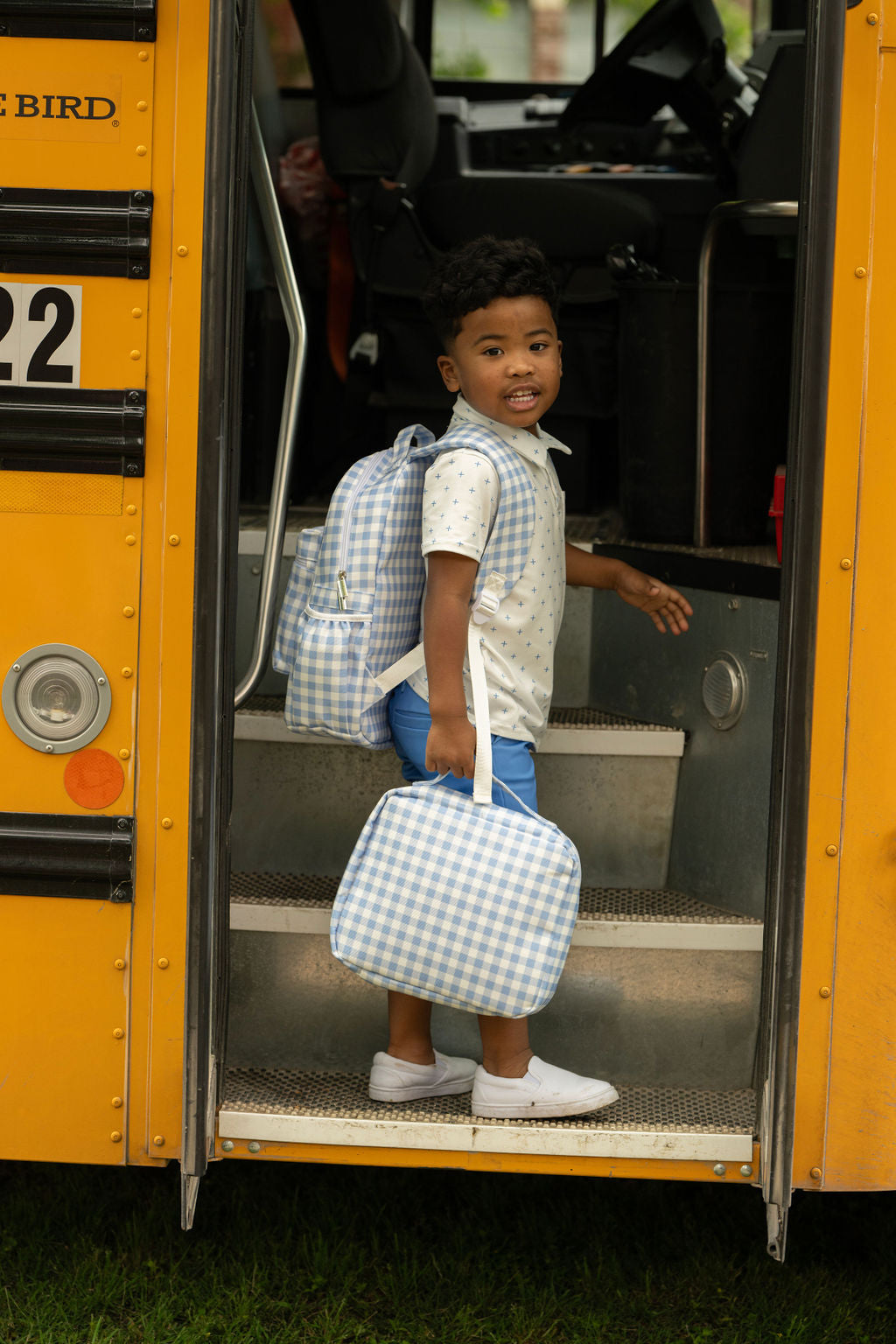 Lunch Bag - Blue Gingham – Sugar Bee Clothing