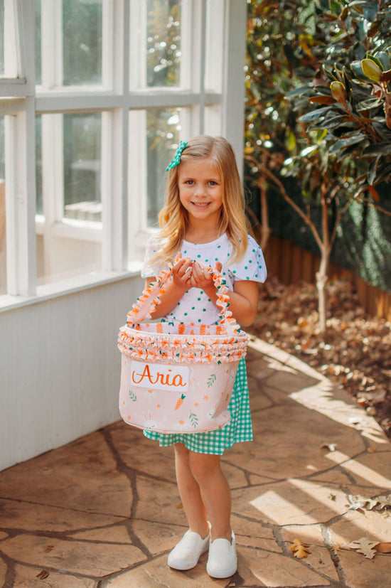 Pink Canvas Ruffle Easter Basket for Girls | Sibling Easter Baskets ...