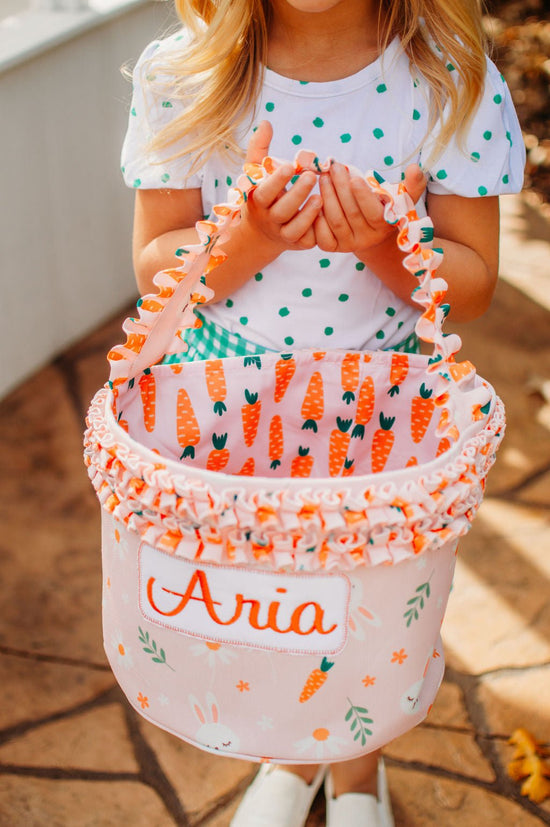Pink Canvas Ruffle Easter Basket for Girls | Sibling Easter Baskets ...