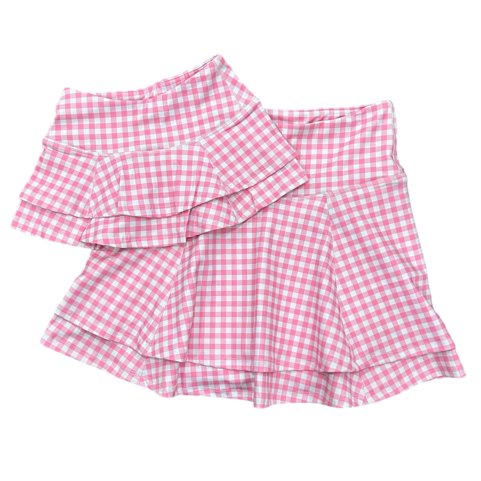 Ruffle Tennis Skort - Pink Gingham – Sugar Bee Clothing