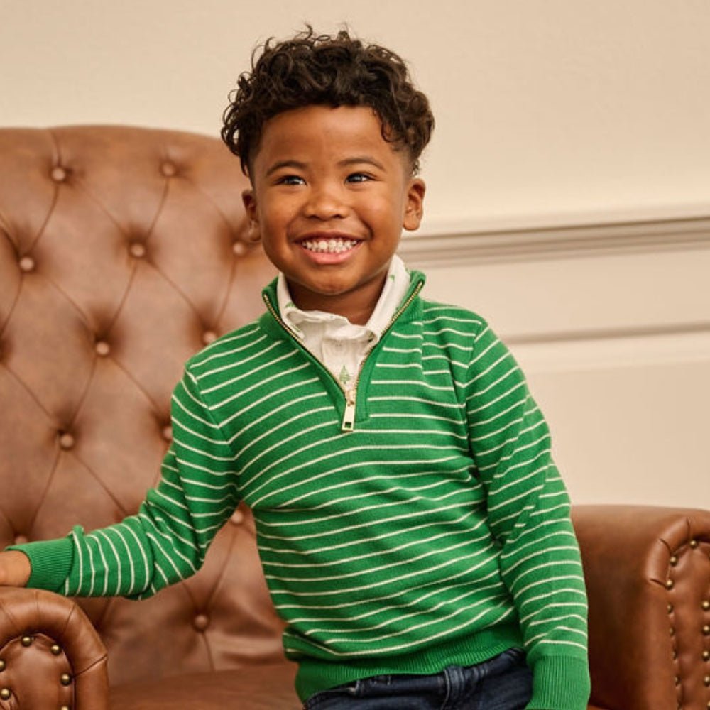 Mini Scott 3/4 Zip Pullover - Green Stripe – Sugar Bee Clothing