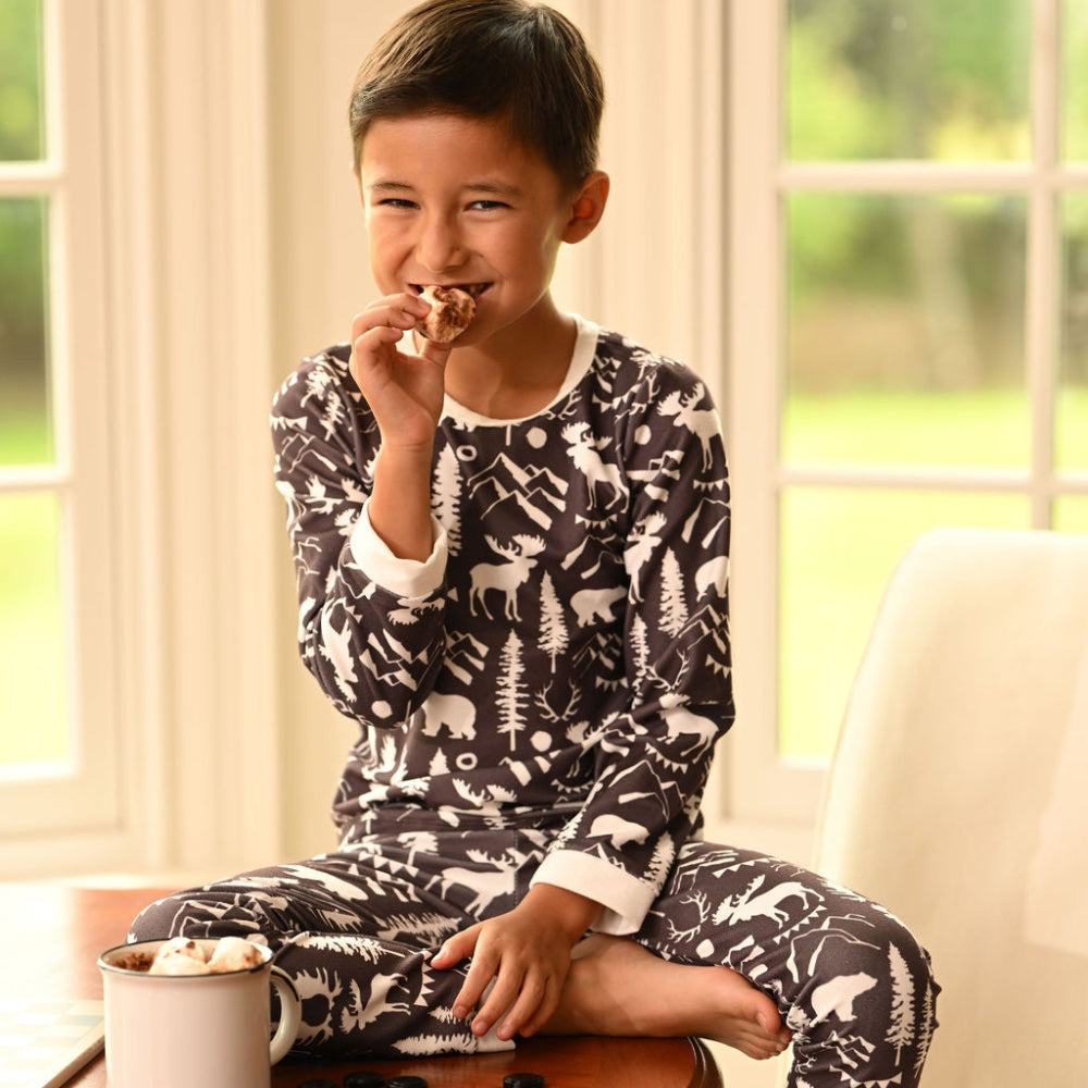 Buttflap Pajamas - Espresso Mountain Animals – Sugar Bee Clothing