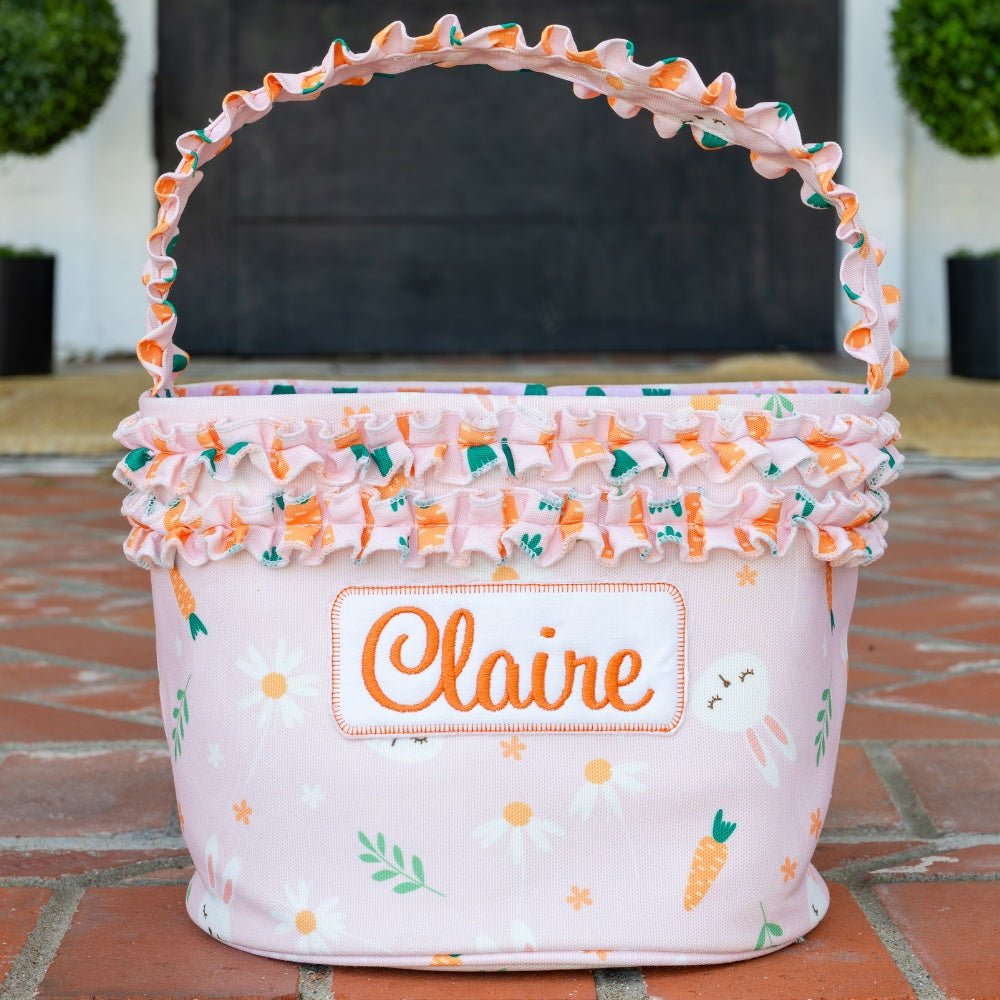 Pink Canvas Ruffle Easter Basket for Girls | Sibling Easter Baskets ...