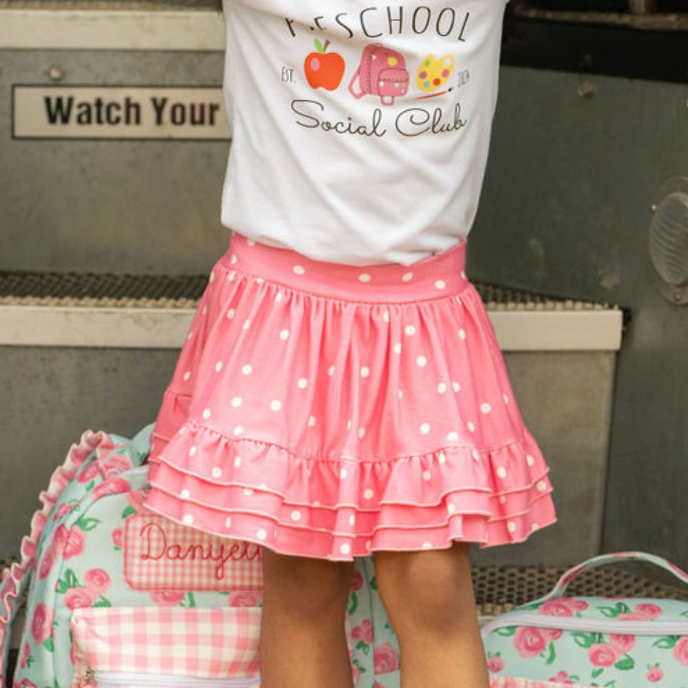 Ruffle Skort - Pink Dot – Sugar Bee Clothing