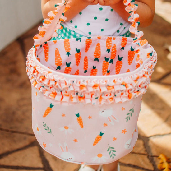 Pink Canvas Ruffle Easter Basket for Girls | Sibling Easter Baskets ...