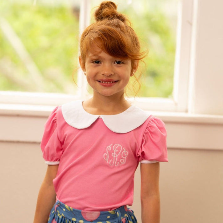 Peter Pan Puff Sleeve Tee - Pink/White – Sugar Bee Clothing