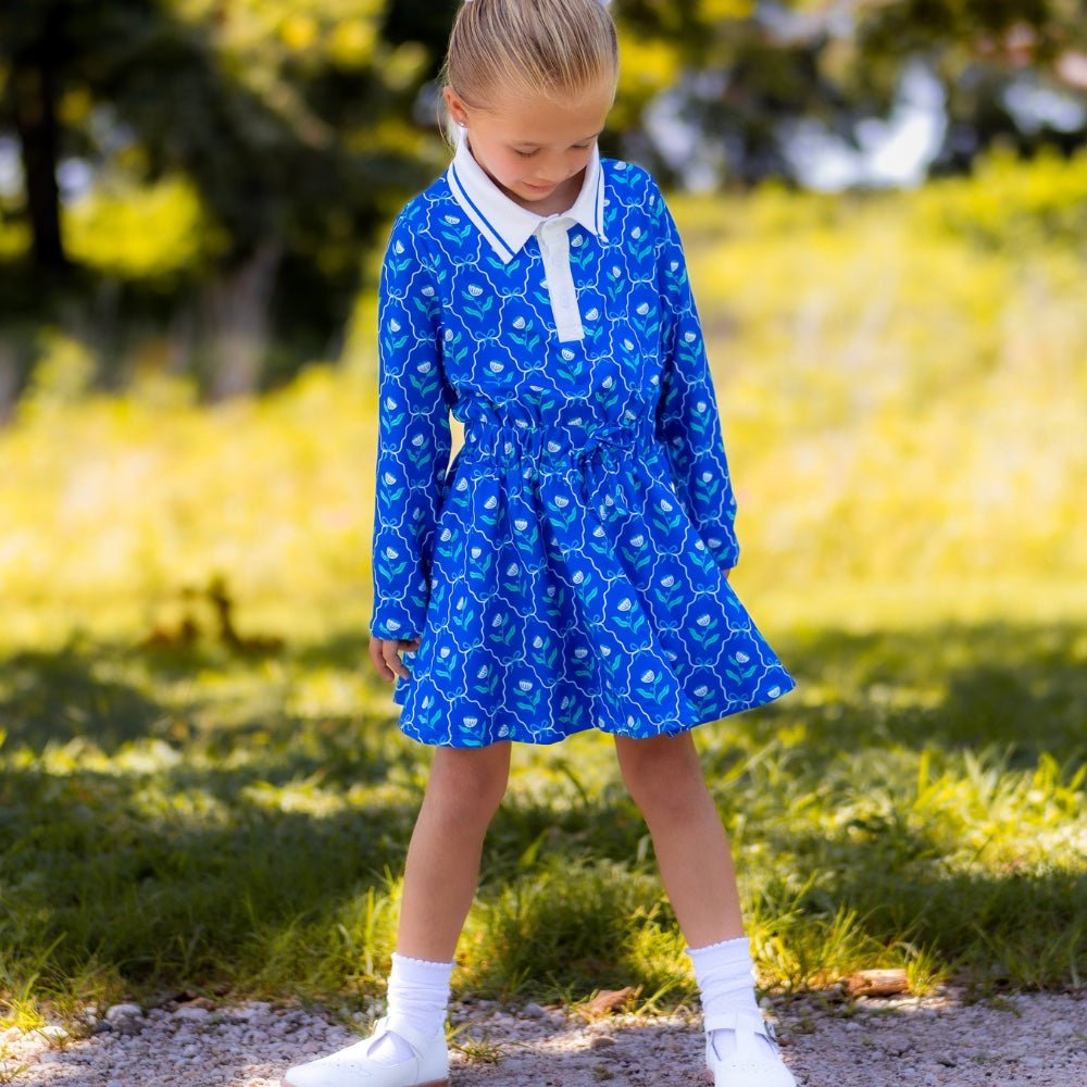 Heidi LS Polo Dress - Primrose Parade – Sugar Bee Clothing